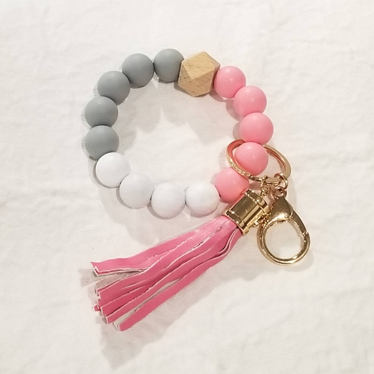 Silicone Bead Keychain Wristlet - Pink – taj salon and spa